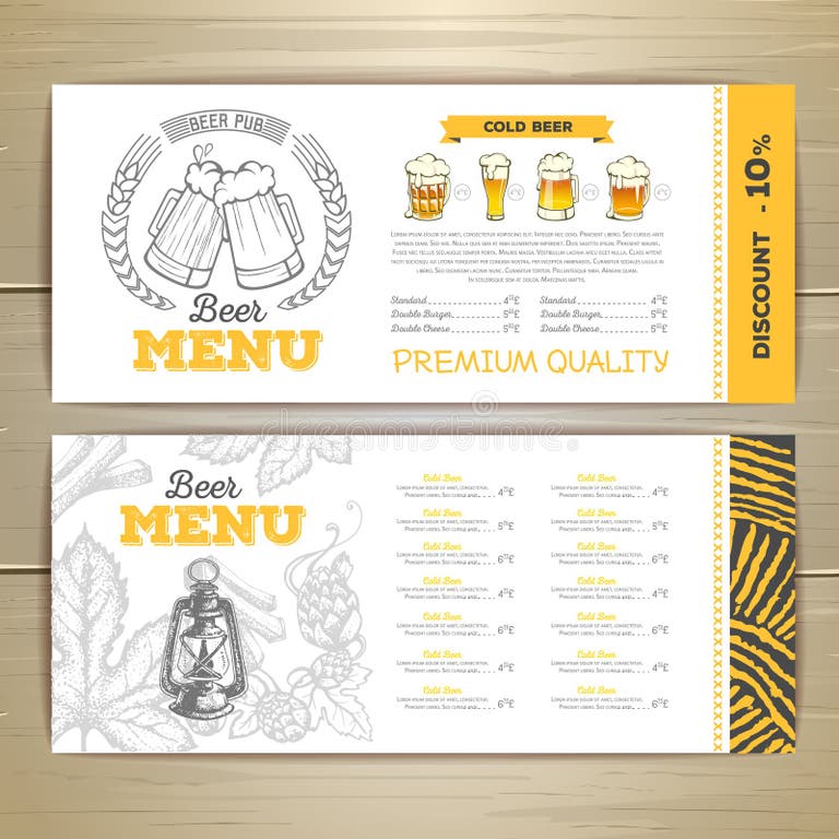 Beer bar menu design. stock vector. Illustration of vintage - 72654718