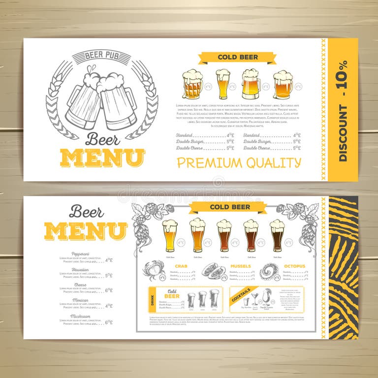 Beer bar menu design. stock vector. Illustration of corporate - 72655271