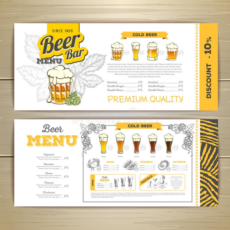 Beer bar menu design. stock vector. Illustration of corporate - 72655436