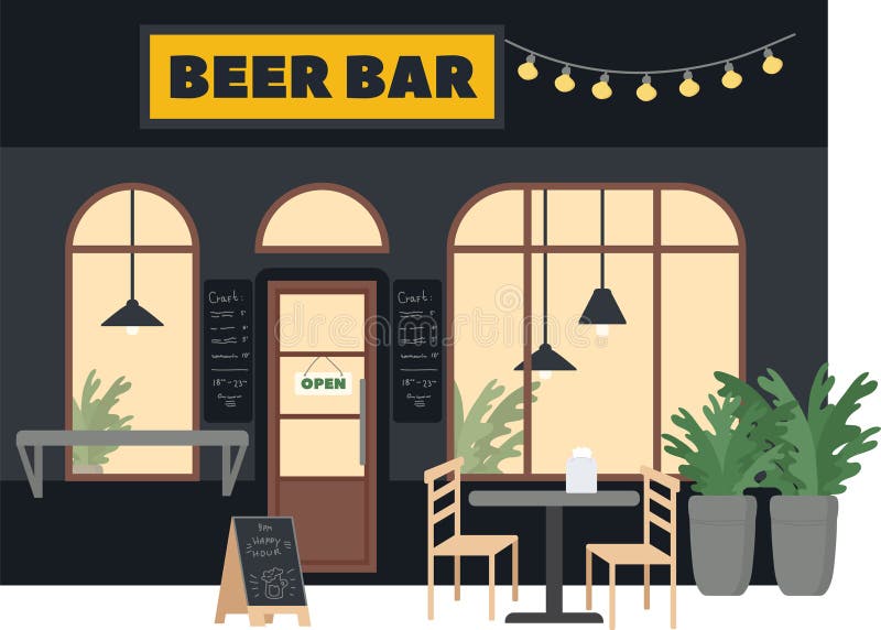 Beer Bar Street Facade stock vector. Illustration of street - 352492534