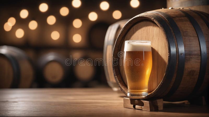 Beer Barrel with Bokeh Lighting Effect. Generative AI Stock ...