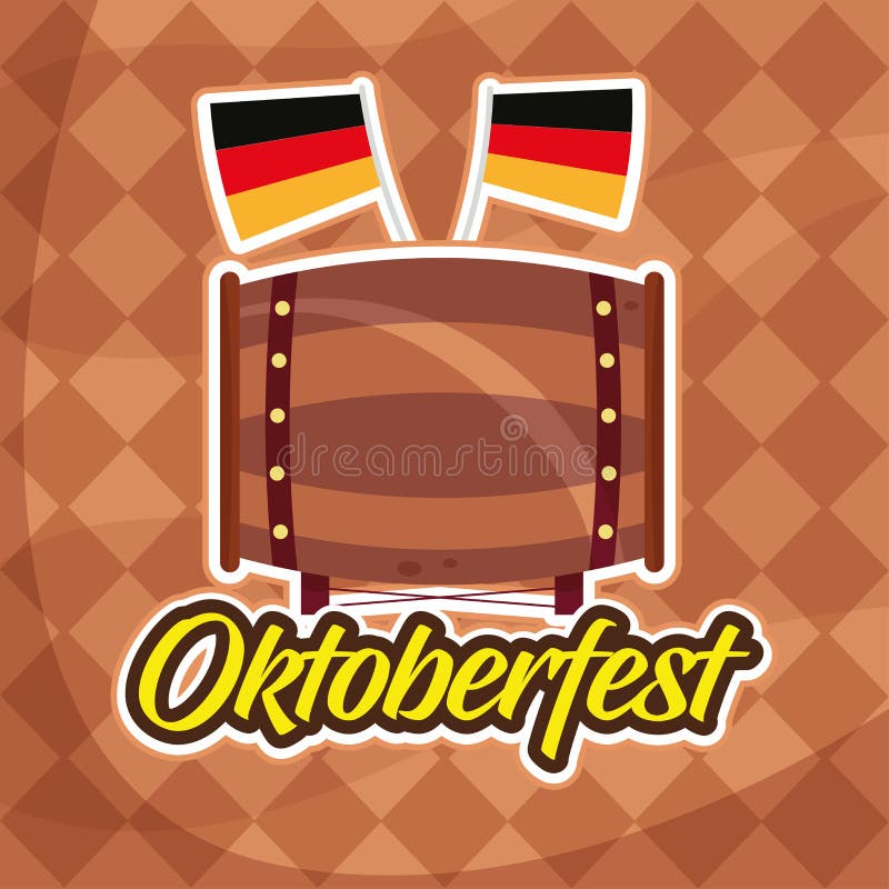 Beer Barrel with a Pair of Flags of Germany Oktoberfest Vector Stock ...