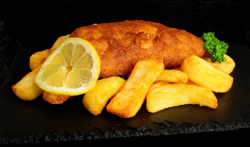 Beer Battered Cod with Chunky Chips Stock Photo - Image of beer, chips ...