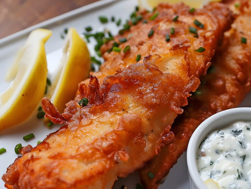 Beer-battered Fish with Tartar Sauce Stock Illustration - Illustration ...