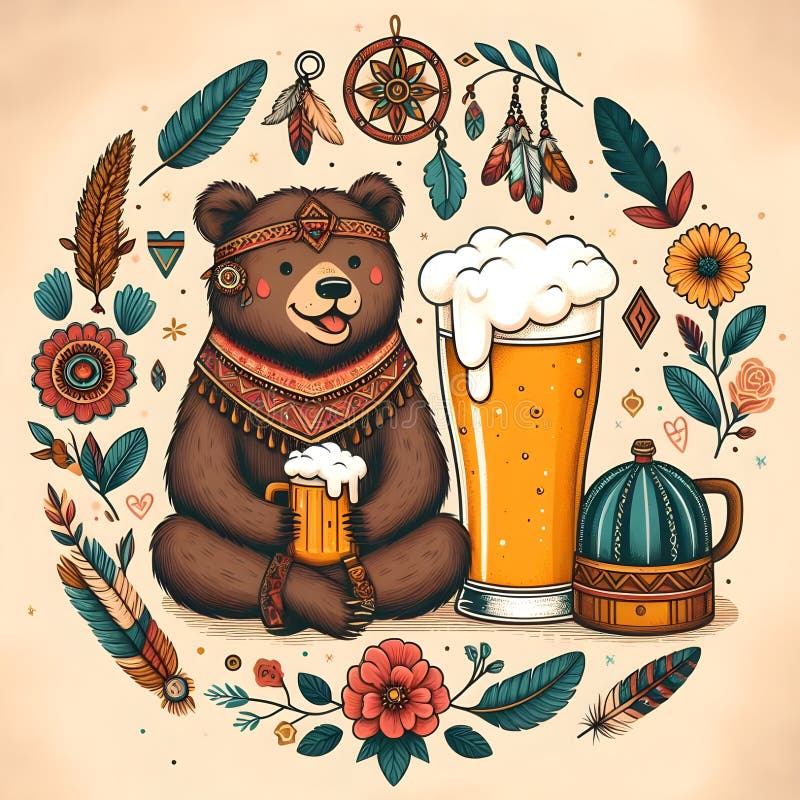 Beer and bear stock illustration. Illustration of design - 311668964