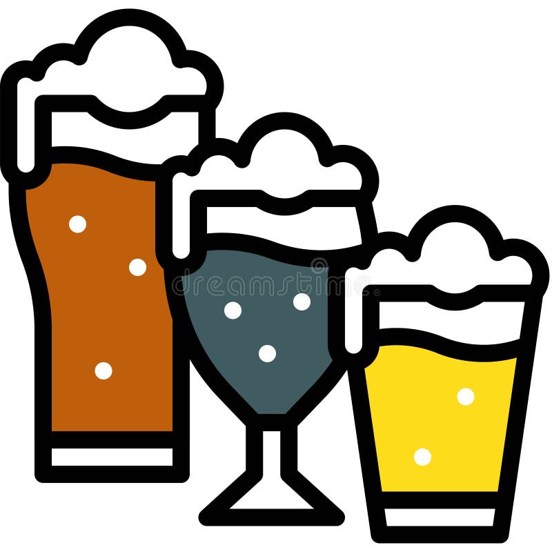 Beer Blackbeer and Root Beer Icon, Beverage Filled Vector Stock Vector ...