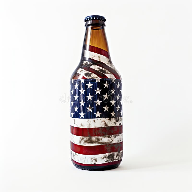 A Patriotic Beer Bottle with an American Flag Design Stock Image ...