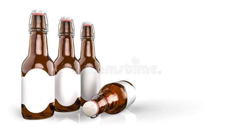 Beer Bottle with Blank Label Side by Side. Stock Illustration ...
