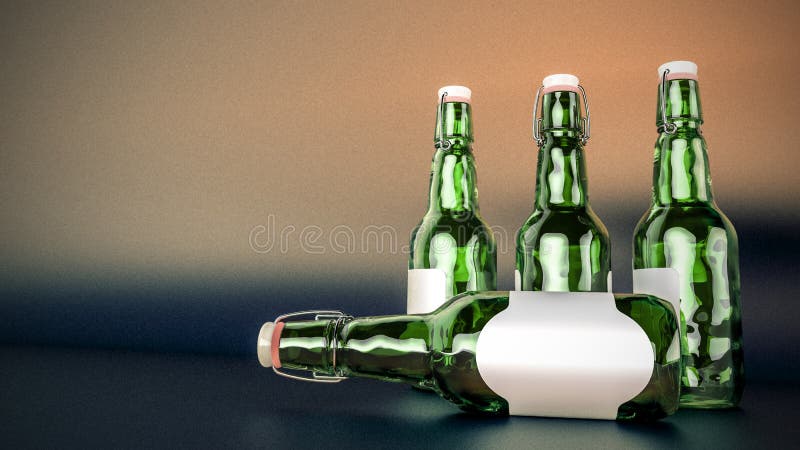 Beer Bottle with Blank Label Side by Side. Stock Image - Image of fresh ...