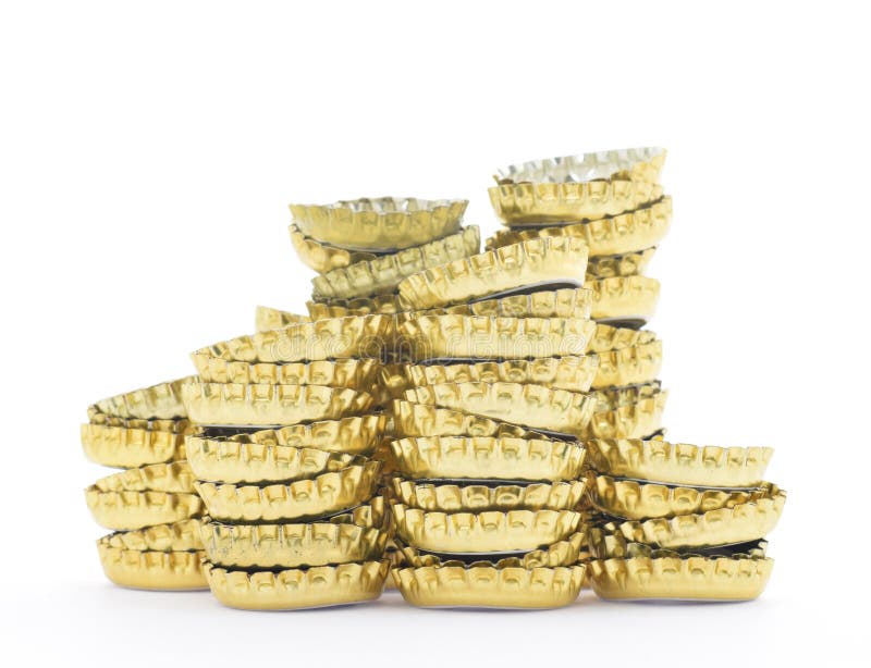 Beer bottle caps in stack stock image. Image of alcohol - 163609301