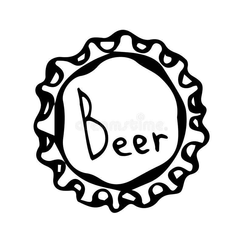 Beer Bottle Cap. Doodle Style Sketch. Vector Stock Illustration ...