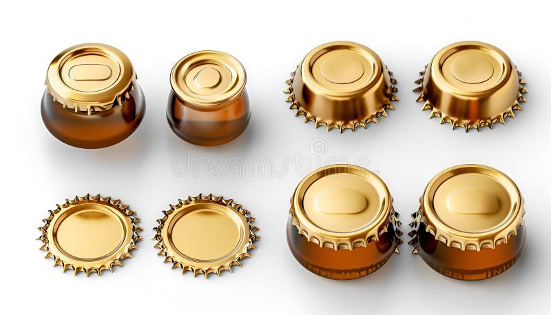Beer Bottle Cap Isolated on White, Different Sides Stock Illustration ...