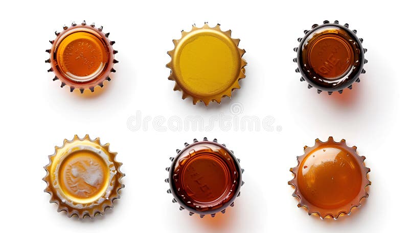 Beer Bottle Cap Isolated on White, Different Sides Stock Illustration ...