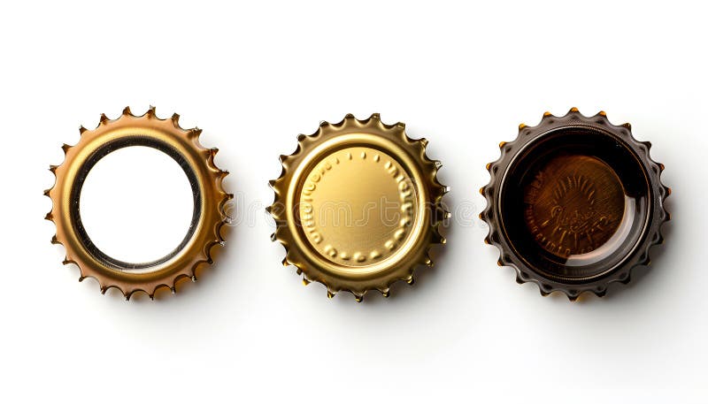 Beer Bottle Cap Isolated on White, Different Sides Stock Illustration ...