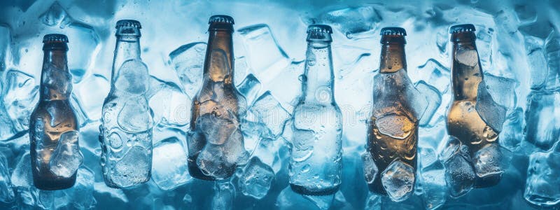 Beer Bottle Chilled in Ice. Stock Photo - Image of isolated, closeup ...