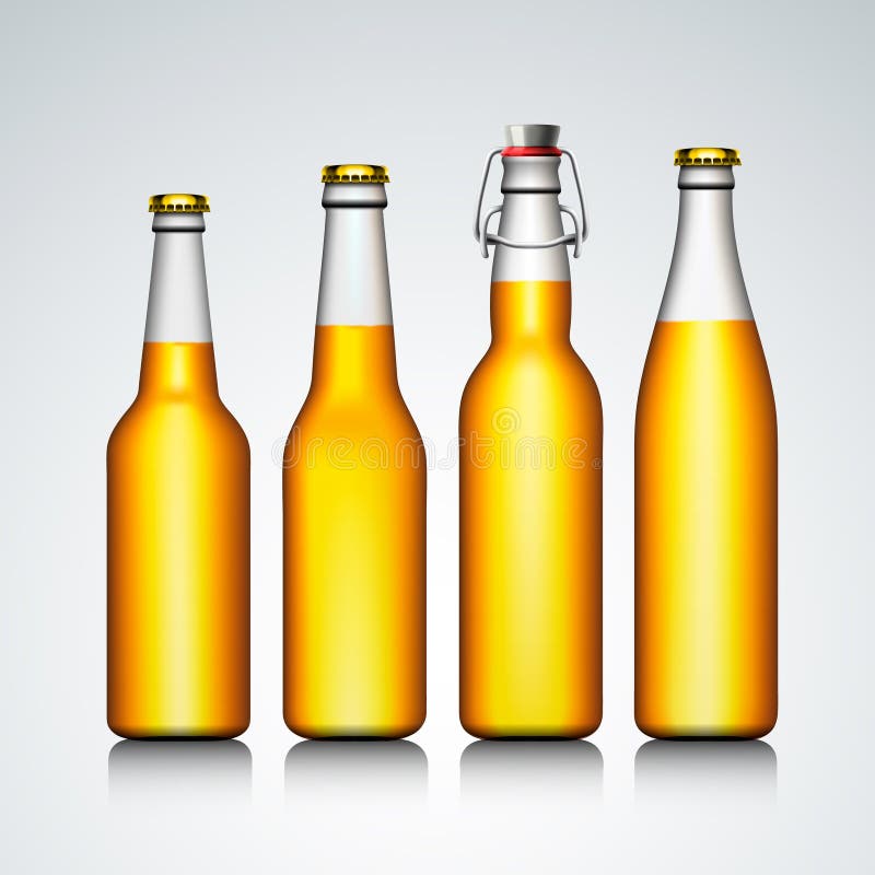 Beer Bottle Clear Set with No Label Stock Illustration - Illustration ...