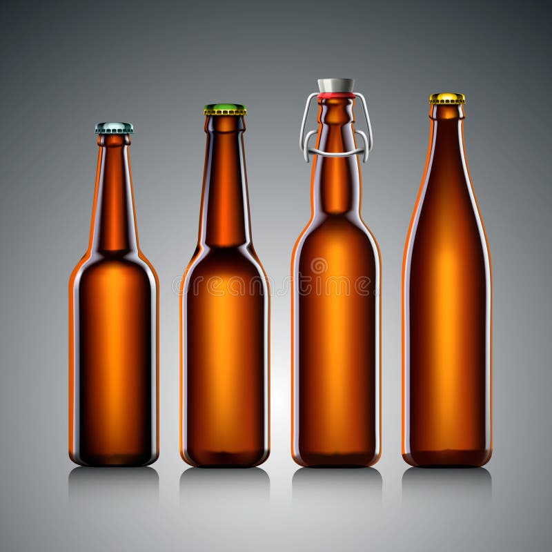 Beer Bottle Clear Set with No Label Stock Illustration - Illustration ...