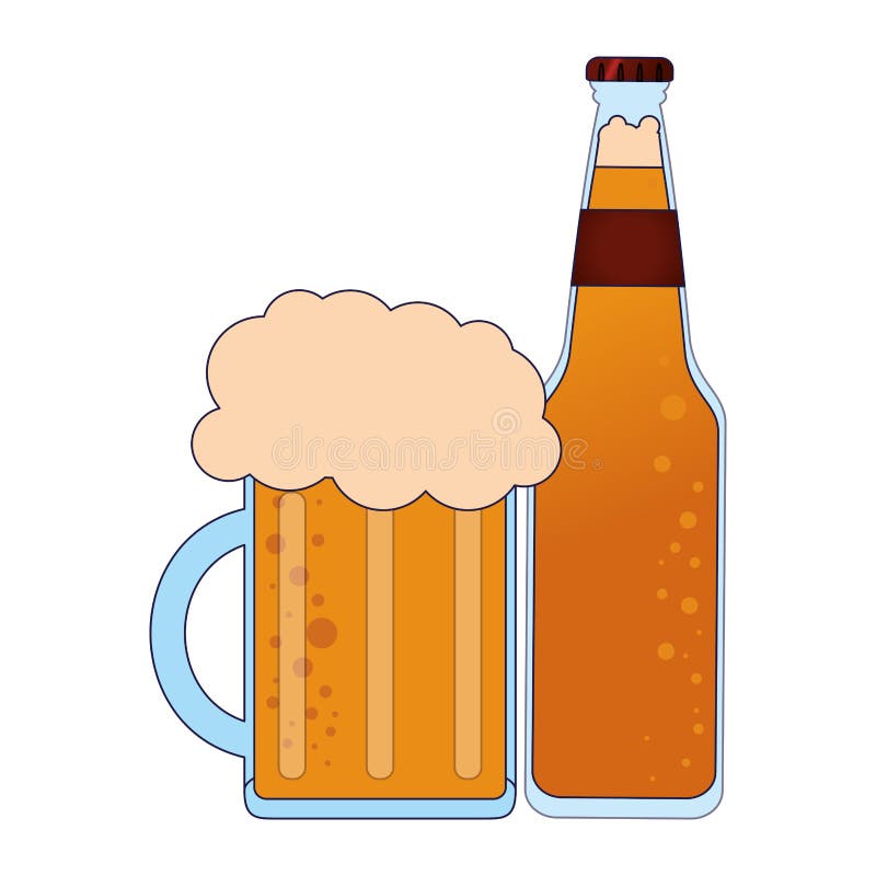 Beer bottle and cup stock vector. Illustration of closeup - 134305997