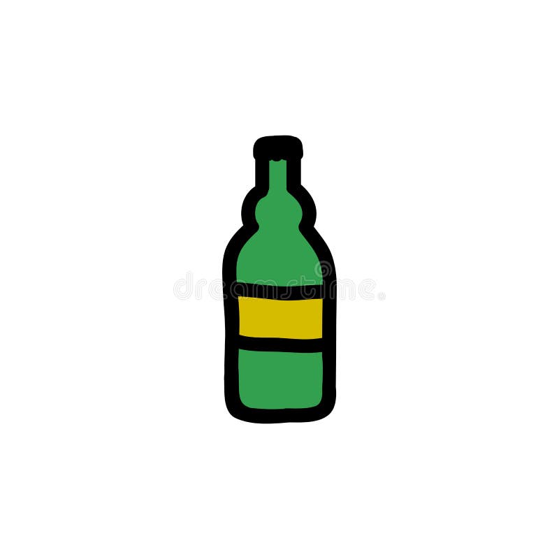 Beer Bottle Doodle Icon, Illustration Stock Illustration - Illustration ...