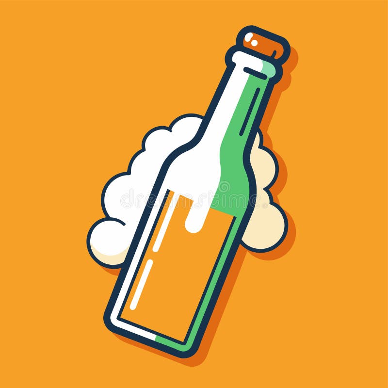 A Beer Bottle with Foam Emerging from it in the Form of a Cloud, a ...