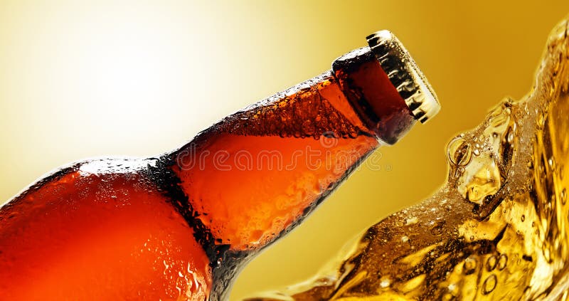 Two exploding beer bottles stock image. Image of flowing - 19135303