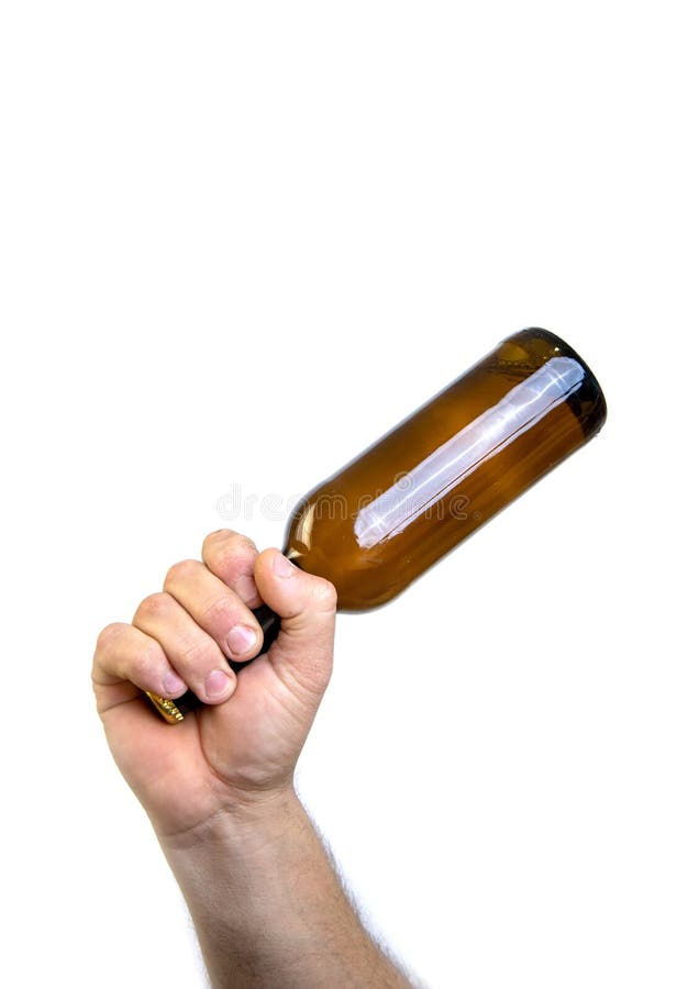 Beer Bottle in Hand Isolated on White. Stock Image - Image of hand ...