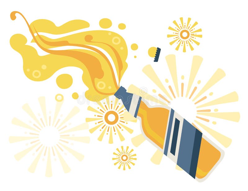 Beer Bottle with Label and Abstract Beer Flowing Around Bottle Flat ...