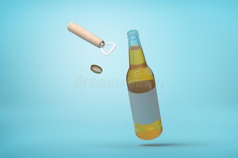 Beer Bottle with Opener in Mid Cap Removal Stock Image - Image of ...