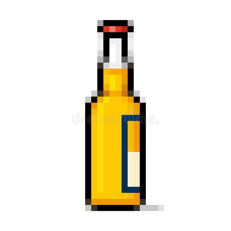 Beer Bottle Pixel Art on White Background Stock Illustration ...