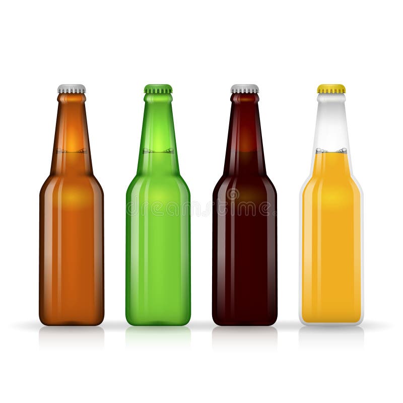 Beer Bottle Vector Set. Dark and Lager Stock Vector - Illustration of ...