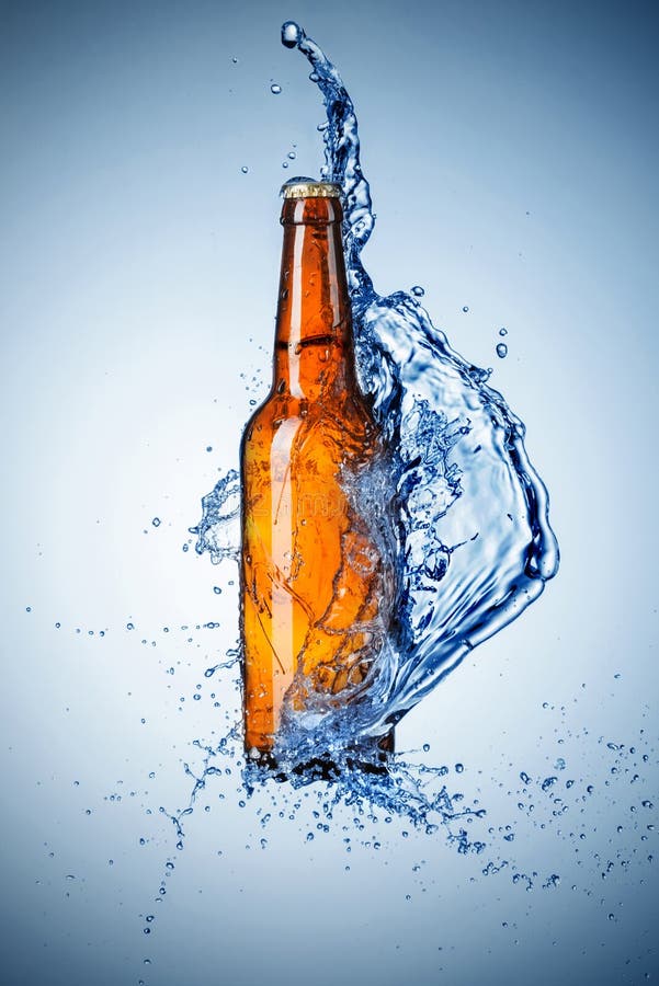 Bottle of Beer on White Background Stock Image - Image of water, brown ...