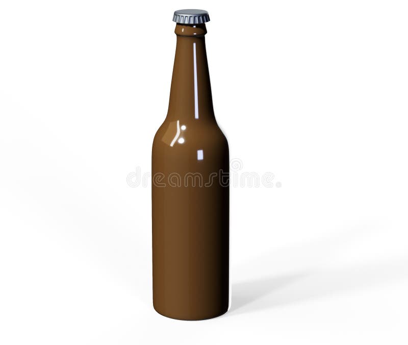 Beer Bottle on White 3d Render Stock Illustration - Illustration of ...