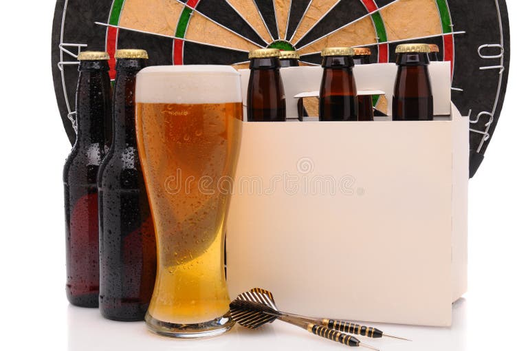 Beer Bottles with Darts and Dartboard Stock Photo - Image of brown ...