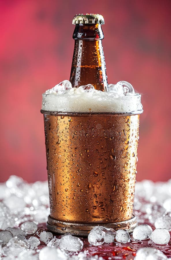 Beer Bottles in Ice Bucket Isolated on Black Stock Image - Image of ...