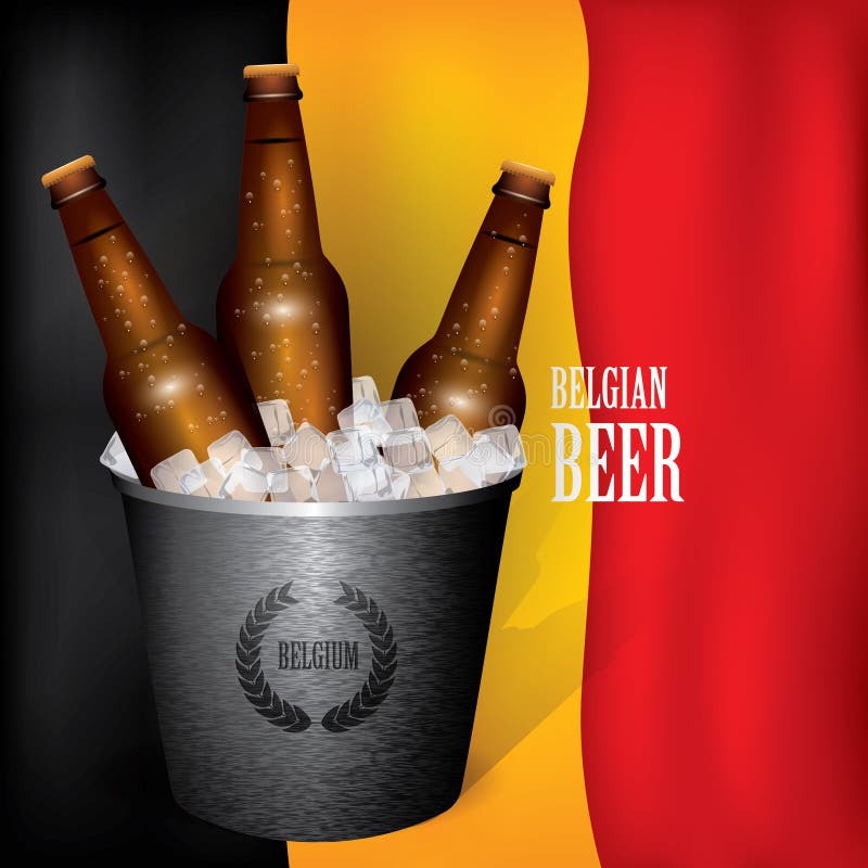 Beer Bottles in an Ice Bucket. Vector Illustration Decorative Design ...
