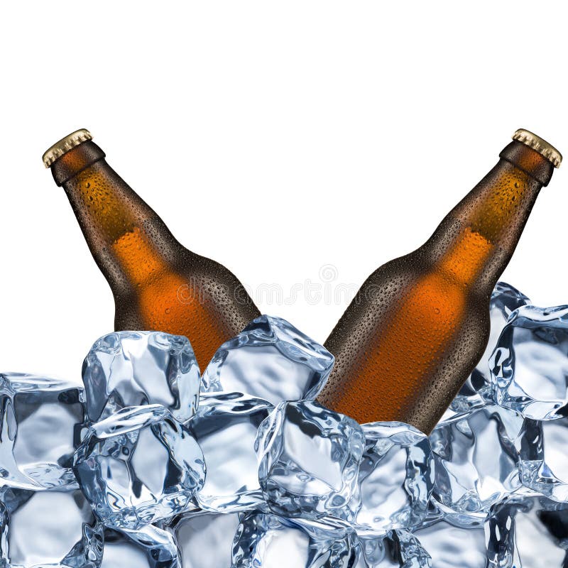 Beer Bottles and Ice Cubes stock photo. Image of brewery - 65892088