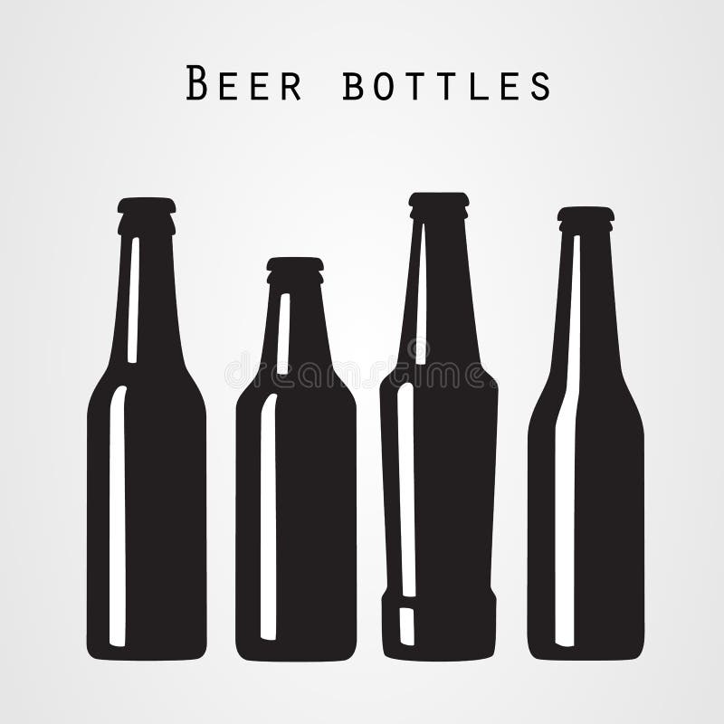 Beer Bottles Different Shapes Black Vector Icons Stock Vector ...