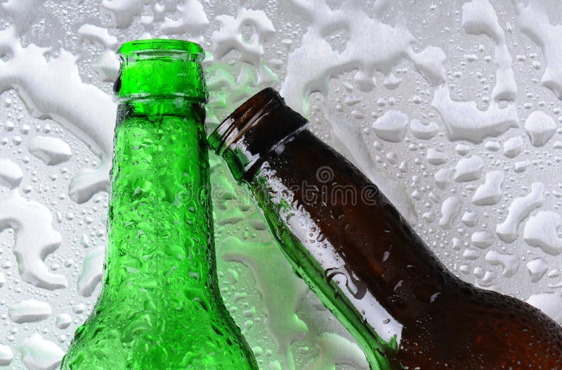 Beer Bottles on Wet Surface Stock Image - Image of drink, steel: 27793545