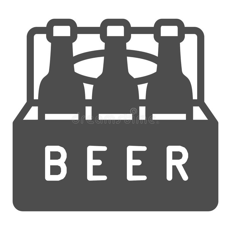 Beer Box with Bottled Beer Solid Icon, Bar Concept, Beer Packaging ...