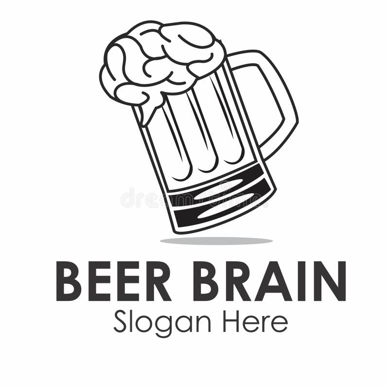 Beer Brain Logo Design Concept Stock Illustration - Illustration of ...