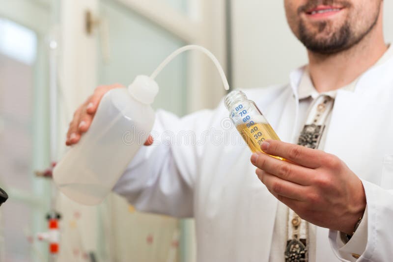 Beer Brewer in Food Laboratory Examining Stock Photo - Image of ...