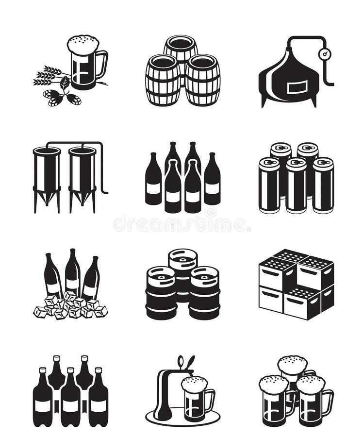 Beer and brewery icon set stock vector. Illustration of cask - 49560215