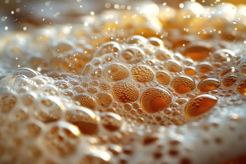 Beer Brewing Process: Hops Cones in Malt with Frothy Stock Illustration ...