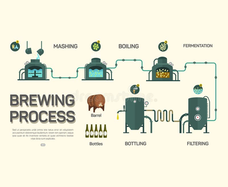 Beer Brewing Process Infographic. Flat Style Stock Vector ...
