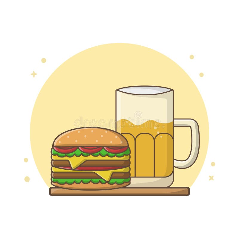 Beer and Burger Icon Design Vector Stock Vector - Illustration of empty ...