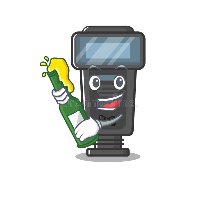 With Beer Camera Flash with the a Character Stock Vector - Illustration ...