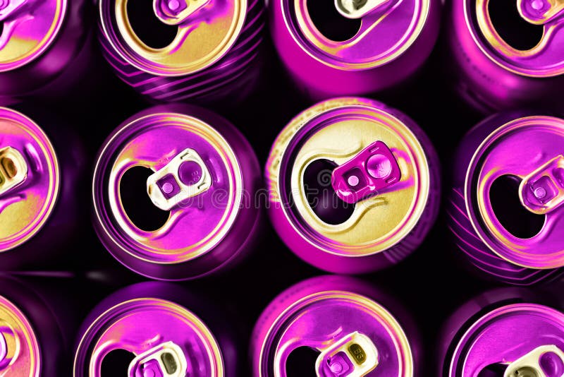 Beer Cans. Aluminum Cans. Top View of Many Colored Empty Cans ...