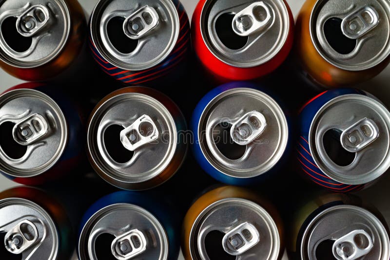 Beer Cans. Aluminum Cans. Top View of Many Empty Cans. Recycling and ...