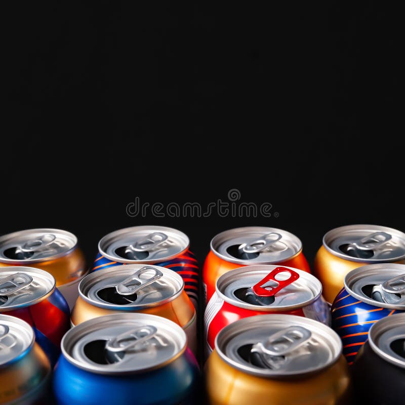 Beer Cans. Close-up of Multicolored Aluminum Cans. Many Open Empty Cans ...