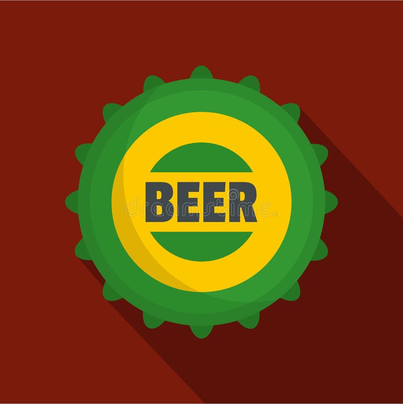 Beer cap icon, flat style. stock illustration. Illustration of bottle ...
